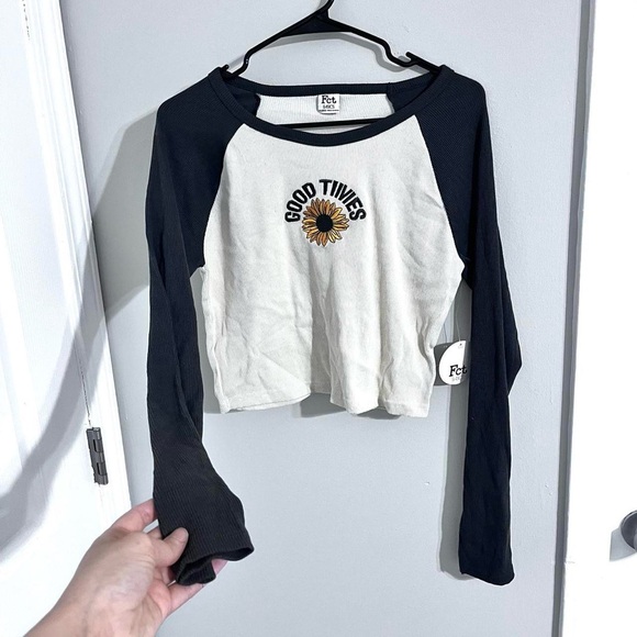 fct basics | Tops | Nwt Fct Basics Sunflower Cream Gray Long Sleeve ...